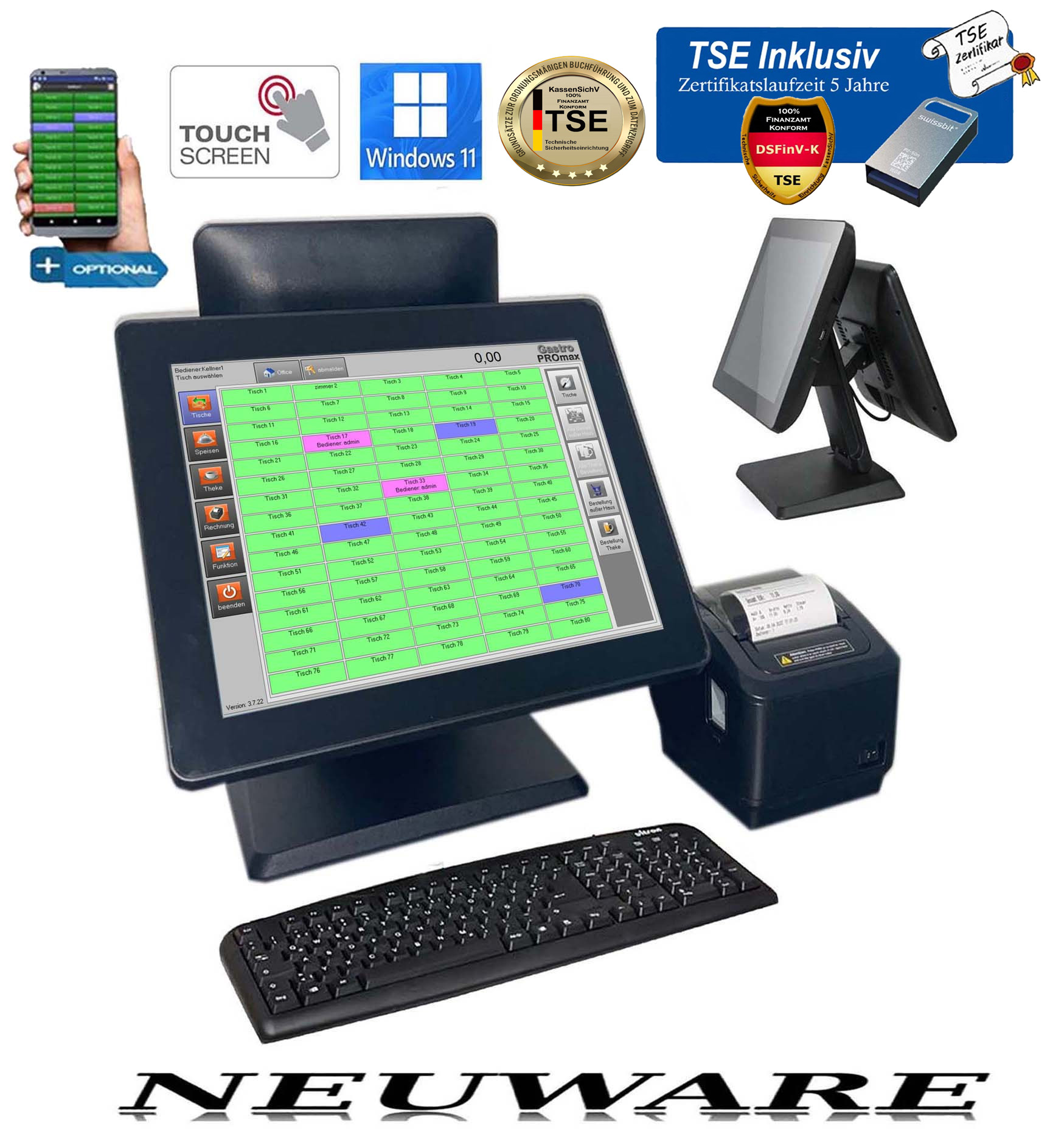 KassenSichV / TSE 2025 Finanzamt Konform - All in One Kassensystem ...